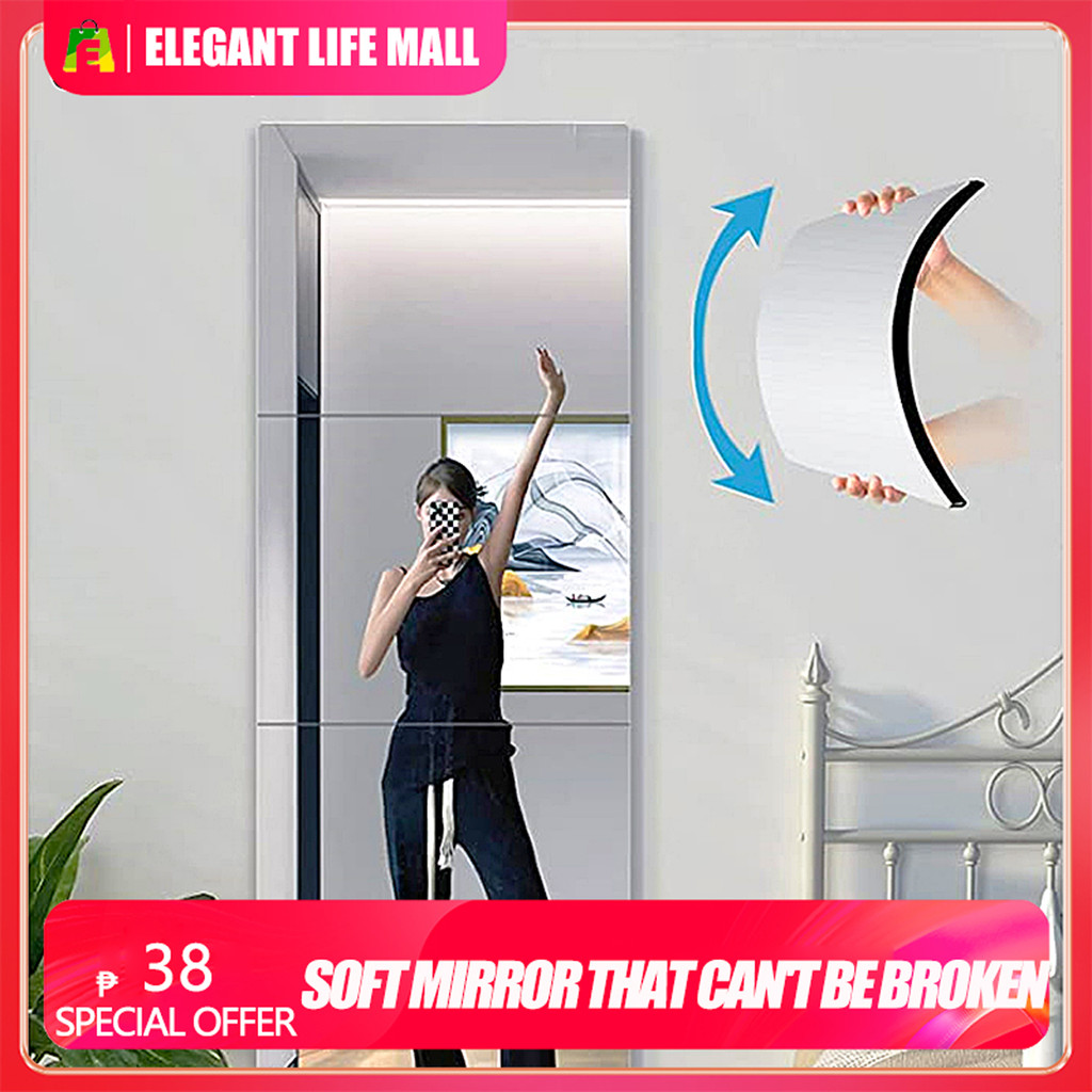 HD Full Body Mirror Wall Mounted Dress Mirror Self-adhesive Can Be Bent ...