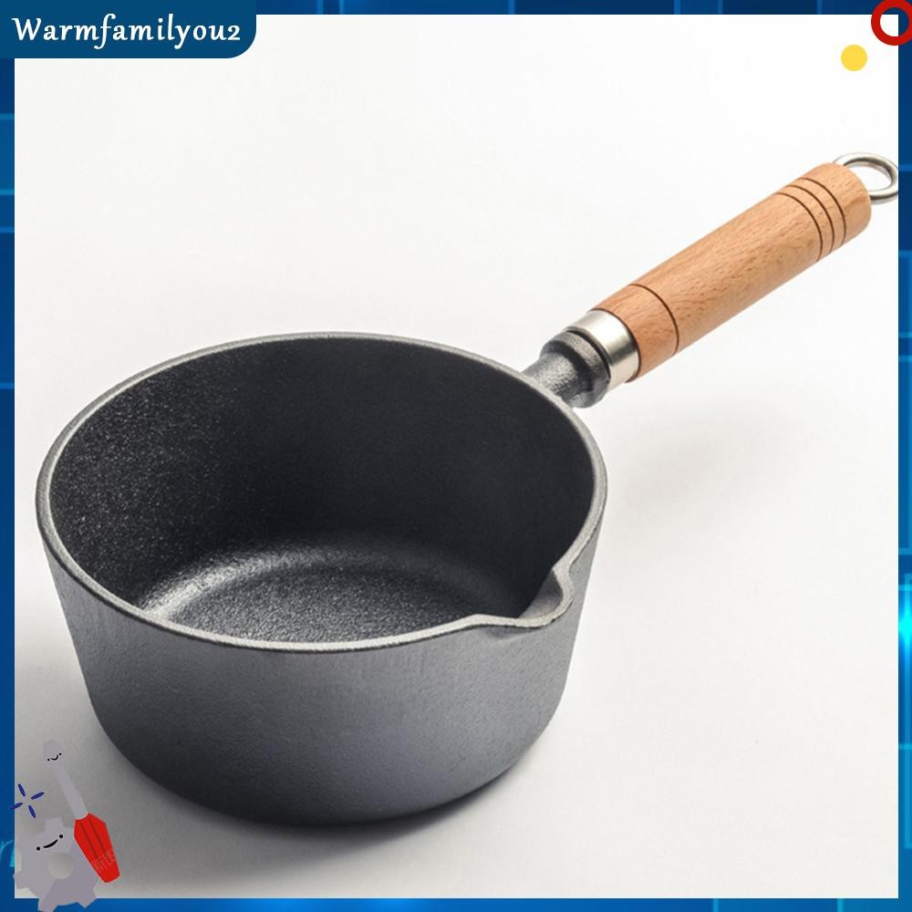 Cast Iron Milk Pan with Pour Spout Non-Stick Hot Oil Pan Butter Melting ...