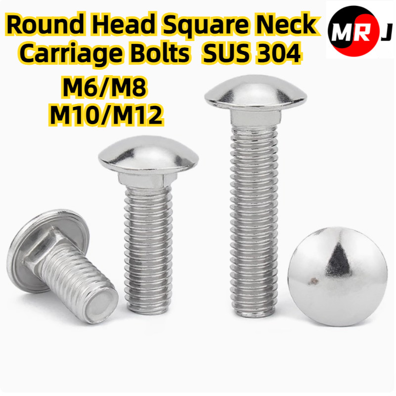 [MRJ] 304 Stainless Steel Carriage Screw Round Head Square Neck Bolt M6 ...