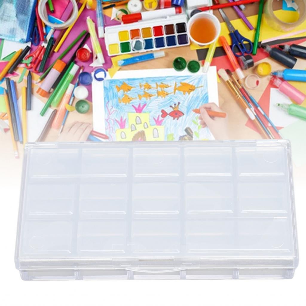 Henye 2pcs 15 Grids Paint Box Plastic Painting Pigment Watercolor ...