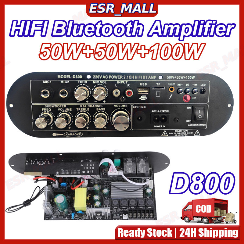 D800 2.1 Channel Bluetooth Amplifier Board with AUX+MICFM+USB+TF Audio ...