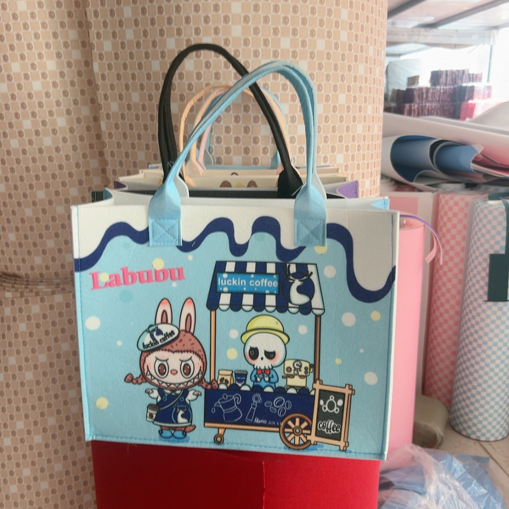 Labubu New Felt Bag Cartoon Felt Bag City Park Shoulder Bag Shopping ...