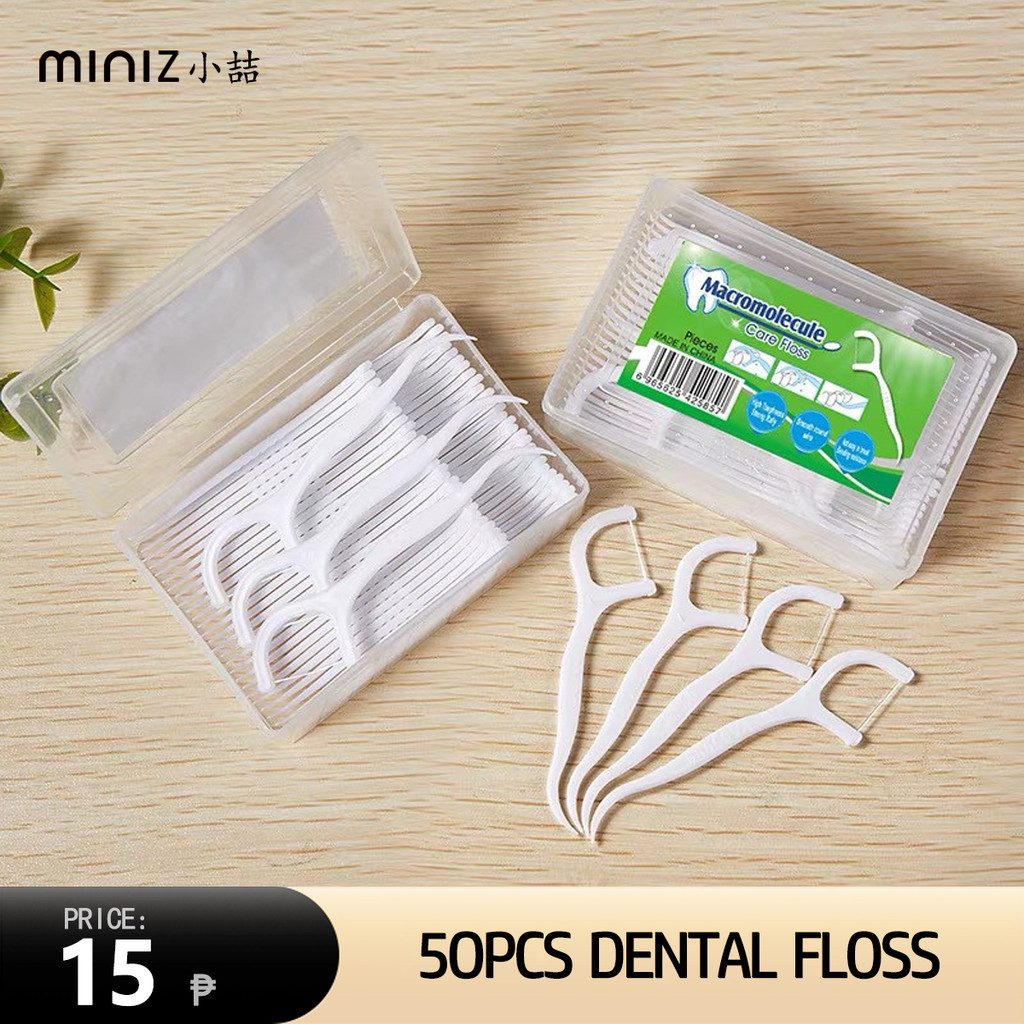 50 pieces Per Box toothpick with floss Oral Care Dental Floss For Tooth ...