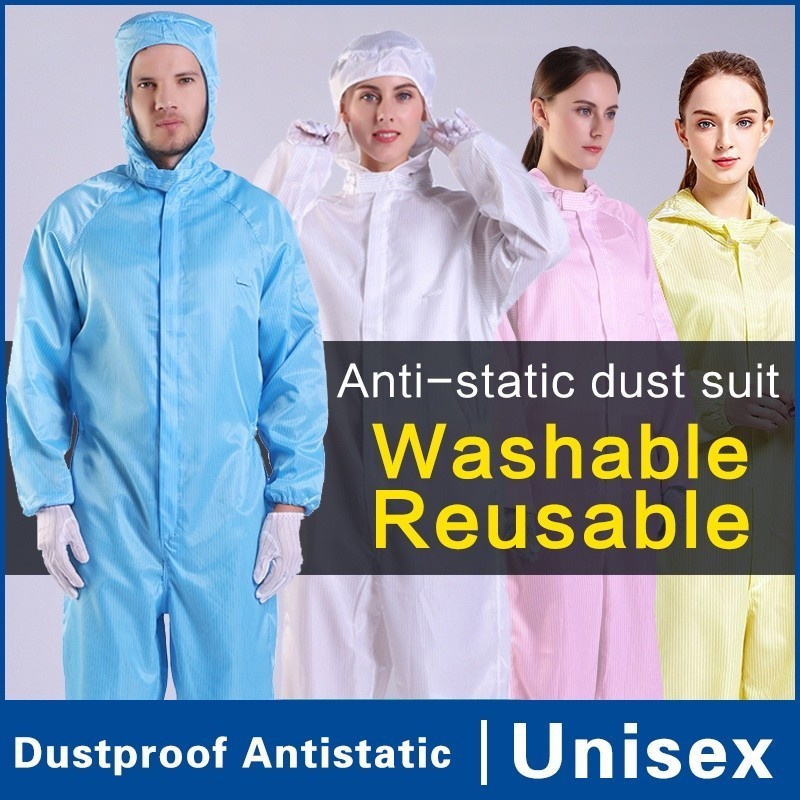 CleanRoom Coverall ESD PPE Suit Washable Reusable Anti Static ...