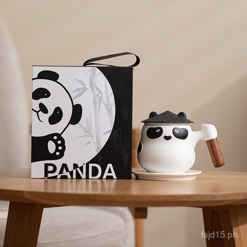 Panda Ceramic Tea and Water Separation Cup with Lid and Filter, Cute ...
