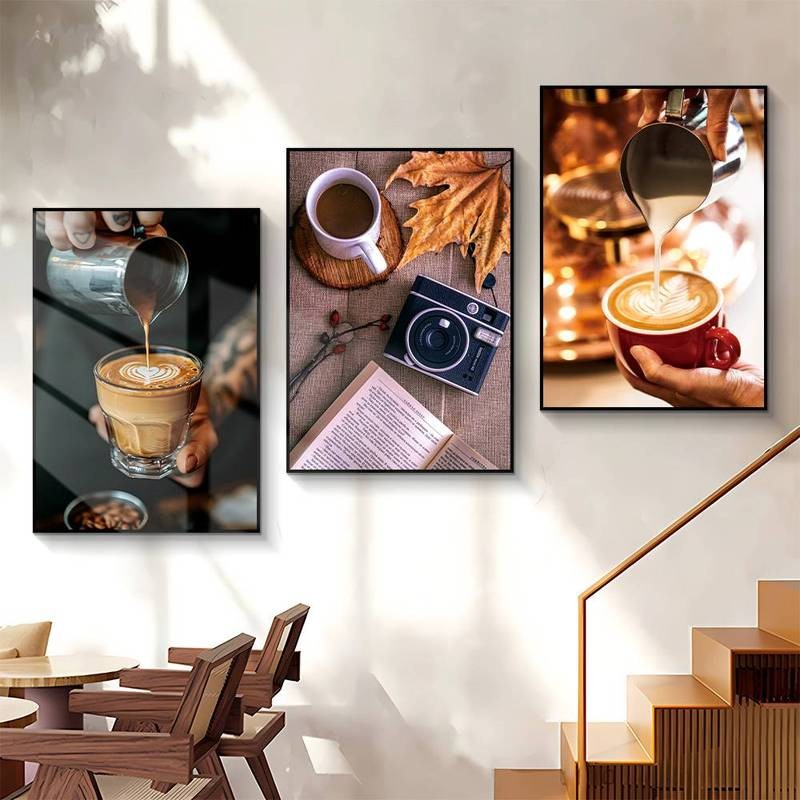 Coffee corner atmosphere layout milk tea shop wall decoration hanging ...