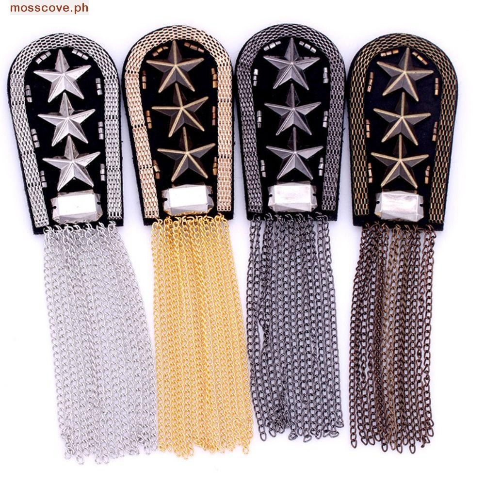 MOSSCOVE Tassel Chain Shoulder Board, Epaulet Brooch Fringe Shoulder Mark, Retro Punk Badge ...
