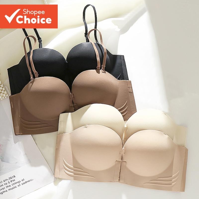 Ultra-Push Up Strapless Bra - Front Closure & Wireless for Maximum ...