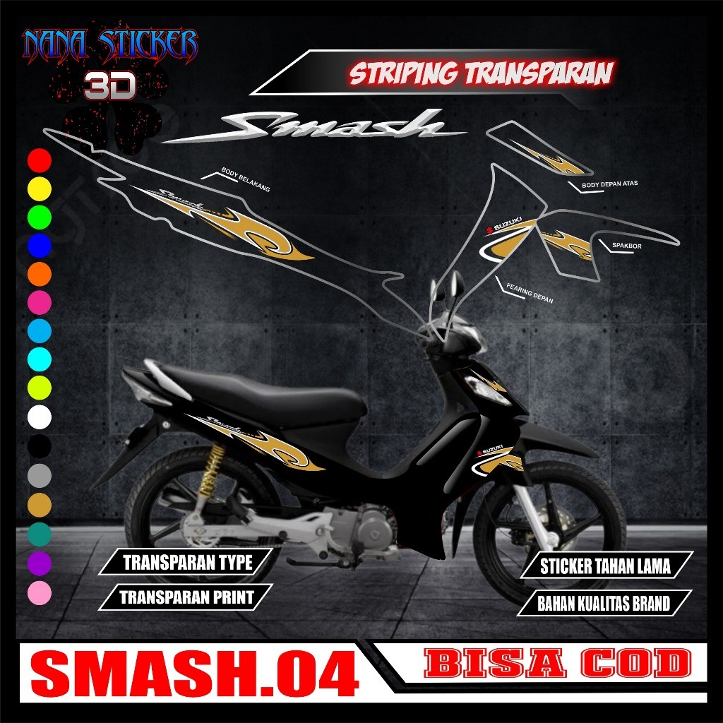 SUZUKI SMASH UJV TRANSPARENT Striping Sticker Variations SMASH 150 ...
