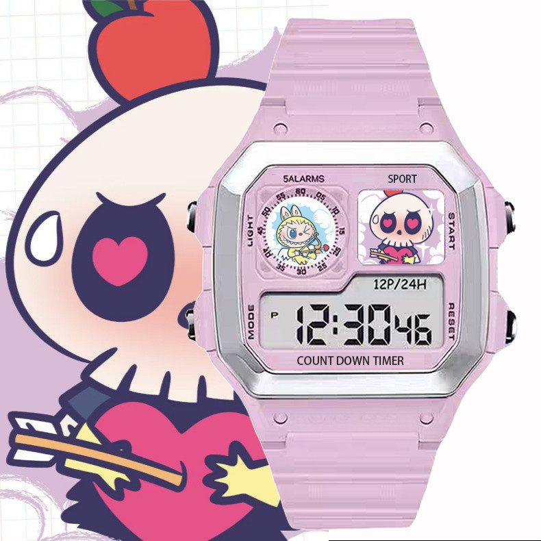 Labubu Merchandise Girls Watch, Pink Zimomo Cute Luminous Waterproof ...