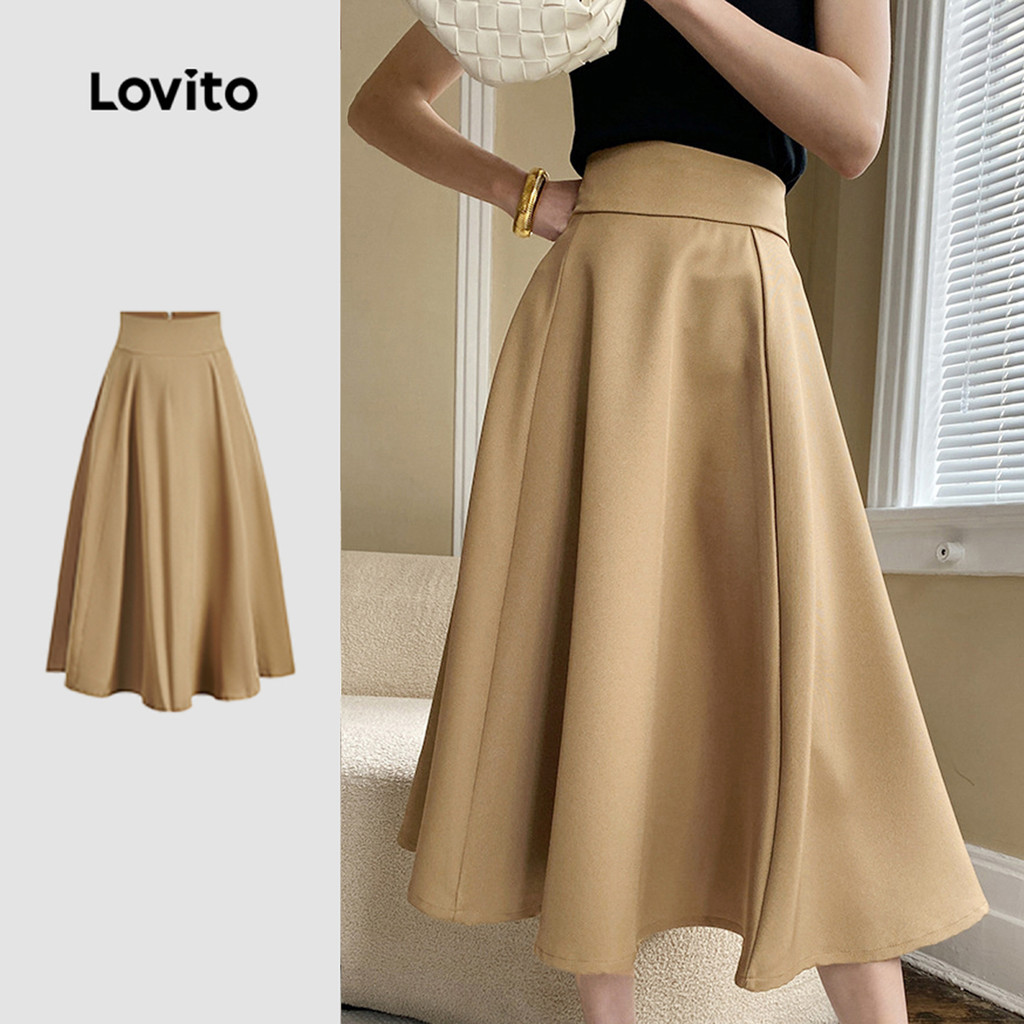 (New) Lovito Women Elegant Skirts Structure Line Spring/summer Brown ...