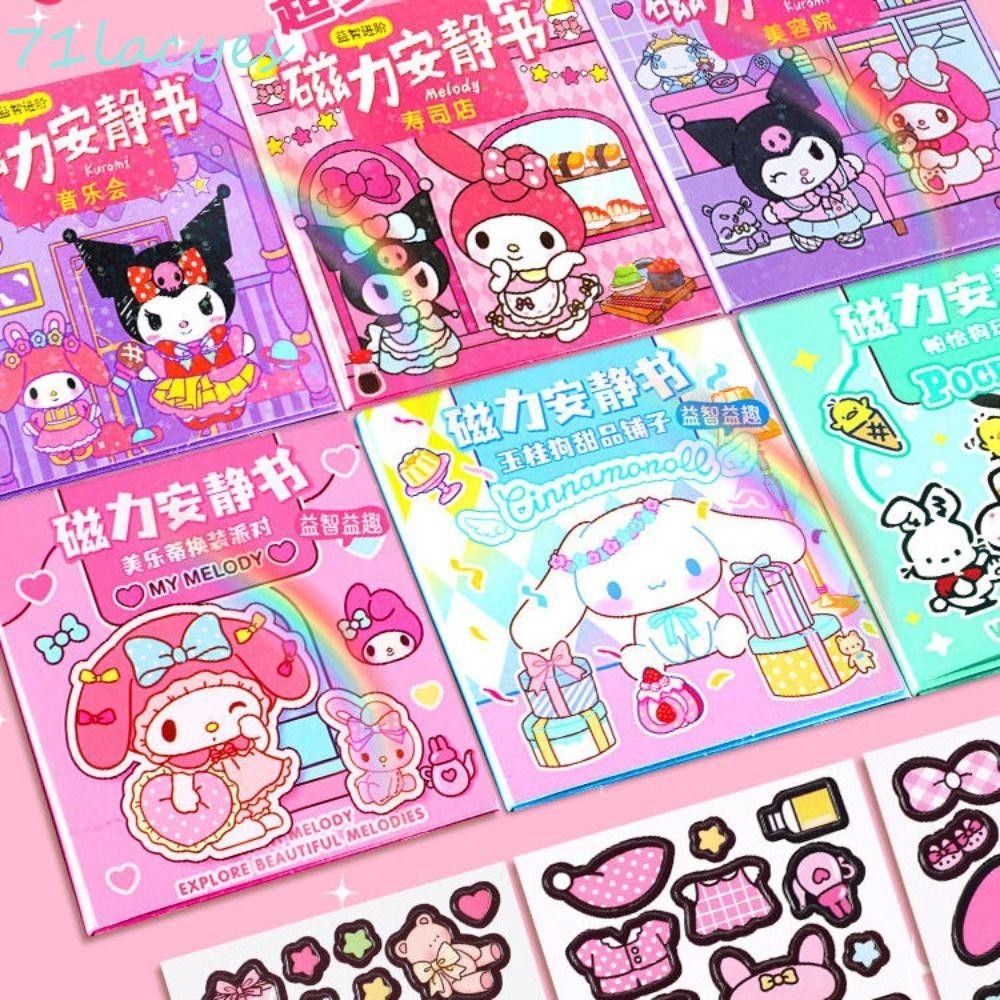 LACYES Magnetic Quiet book, Handmade Paper Kuromi Sticker Book, Kawaii ...