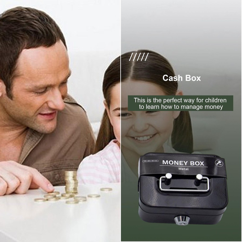 Money Lock Box Security Box Safe Lock Box Mini Metal Cash Box Money ...