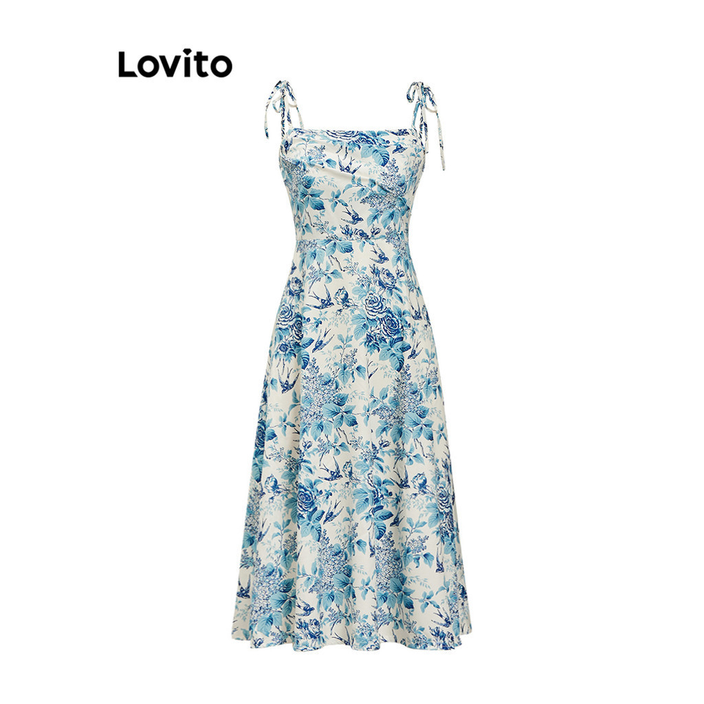 Lovito Women Boho Floral Plicated Zipper Dress L91ED265 | Shopee ...