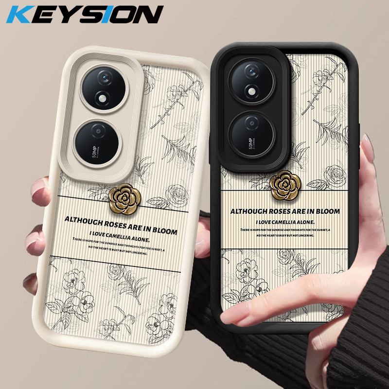KEYSION Luxury Retro Flower Case for HONOR X7b 5G Soft Silicone ...