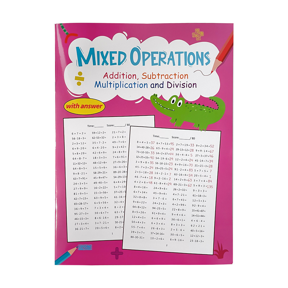 Math Mixed Operations Workbook for Kids Addition Subtraction ...
