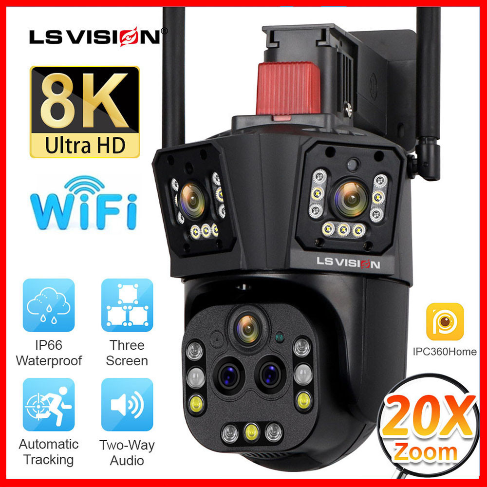 LS VISION 8K 20MP Five Lens WIFI CCTV Camera 20X Hybrid Optical Zoom ...