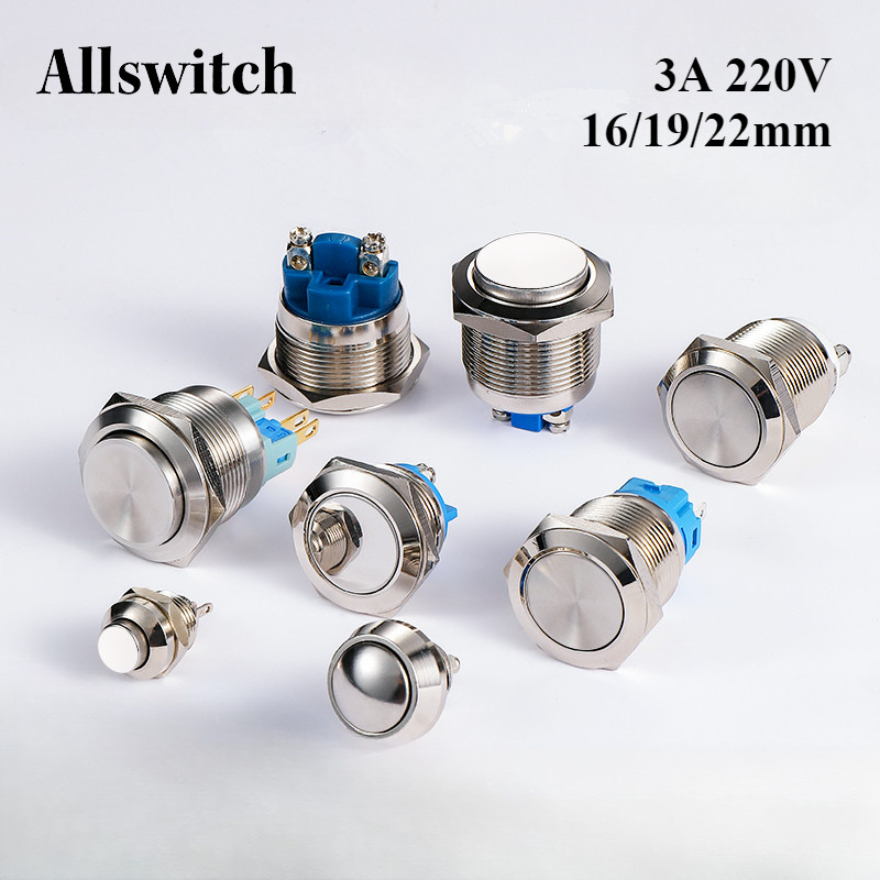 Metal Push Button Switch 3A 220V 16mm 19mm 22mm Momentary Self-reset ...