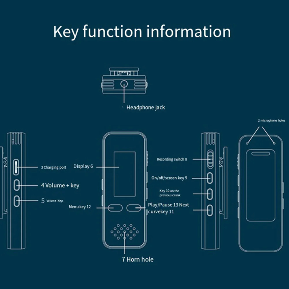 Digital Audio Voice Recorder Bluetooth-Compatible Voice Activated Tape ...