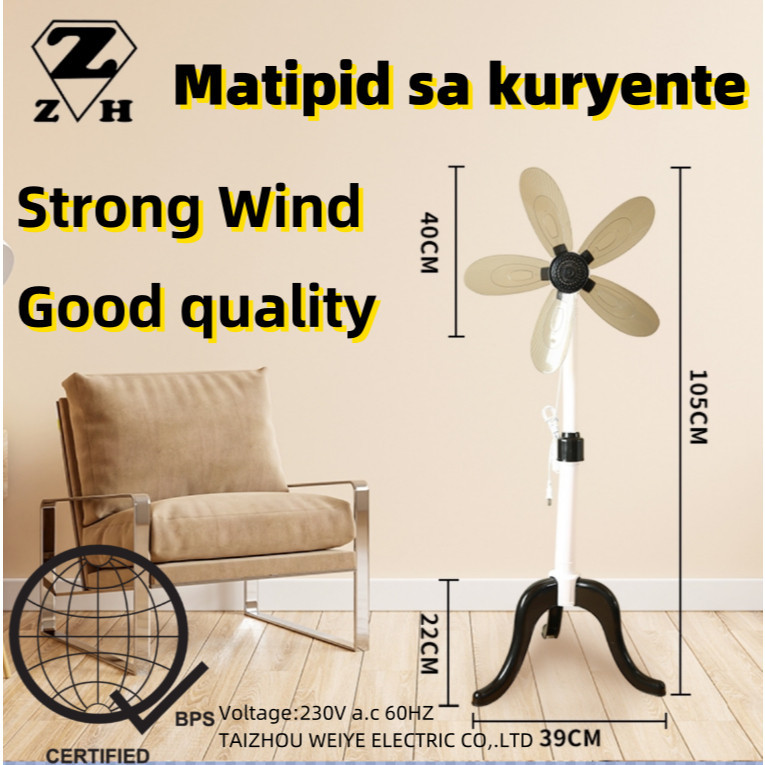 ZH 5 Blades Stand Fan Floor Fan Foldable Stand Fan Electric Fan ...