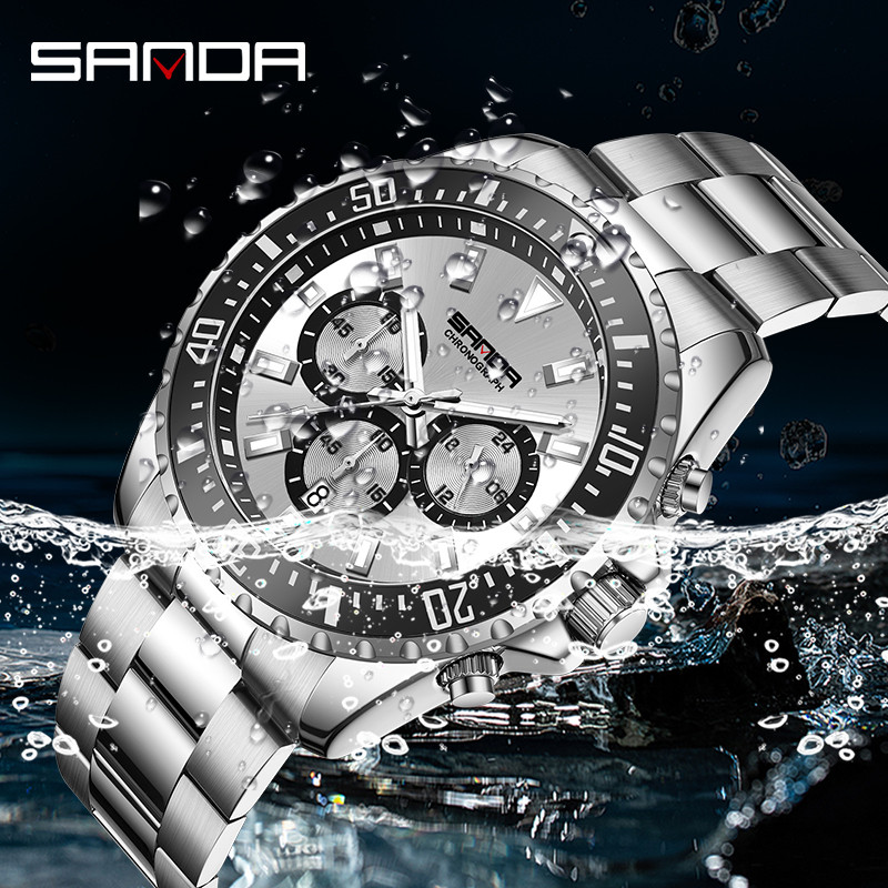 Sanda Advanced Business Success Men's Night Light Waterproof Quartz Men ...