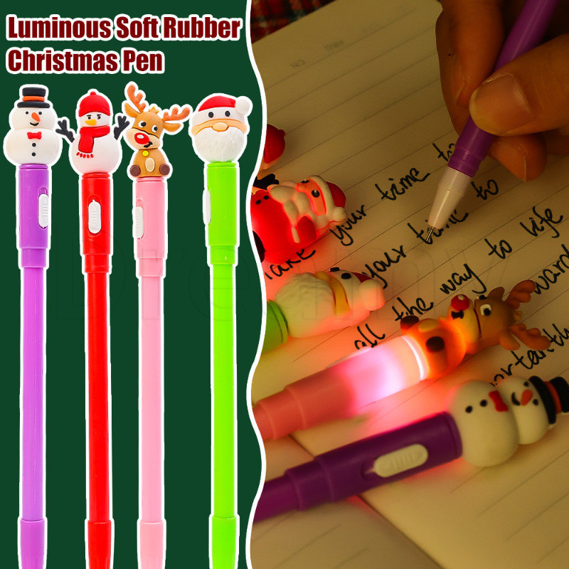 2Pcs Christmas Neutral Led Light Pen - Student Writing Gel Pens ...