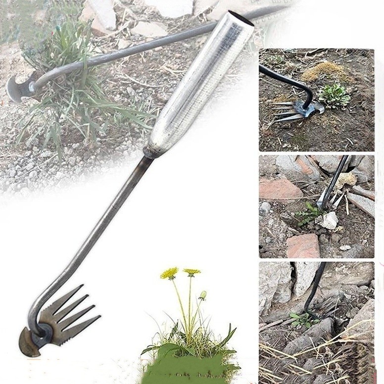 Stainless Steel FWeeding Uprooting Tool Puller 4 Teeth Weeder Digging ...