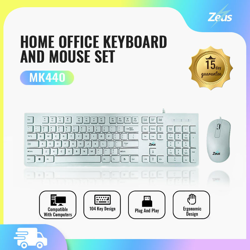 Zeus MK-440 ( Purity ) Wired Keyboard n Mouse Bundle For Office ...