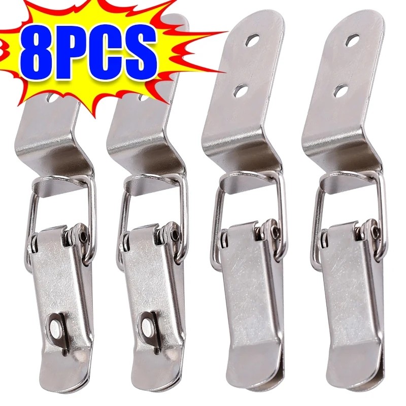 nxp-8PCS 90 Degree Duck-mouth Buckle Hook Lock Silver Metal Spring Hasp ...