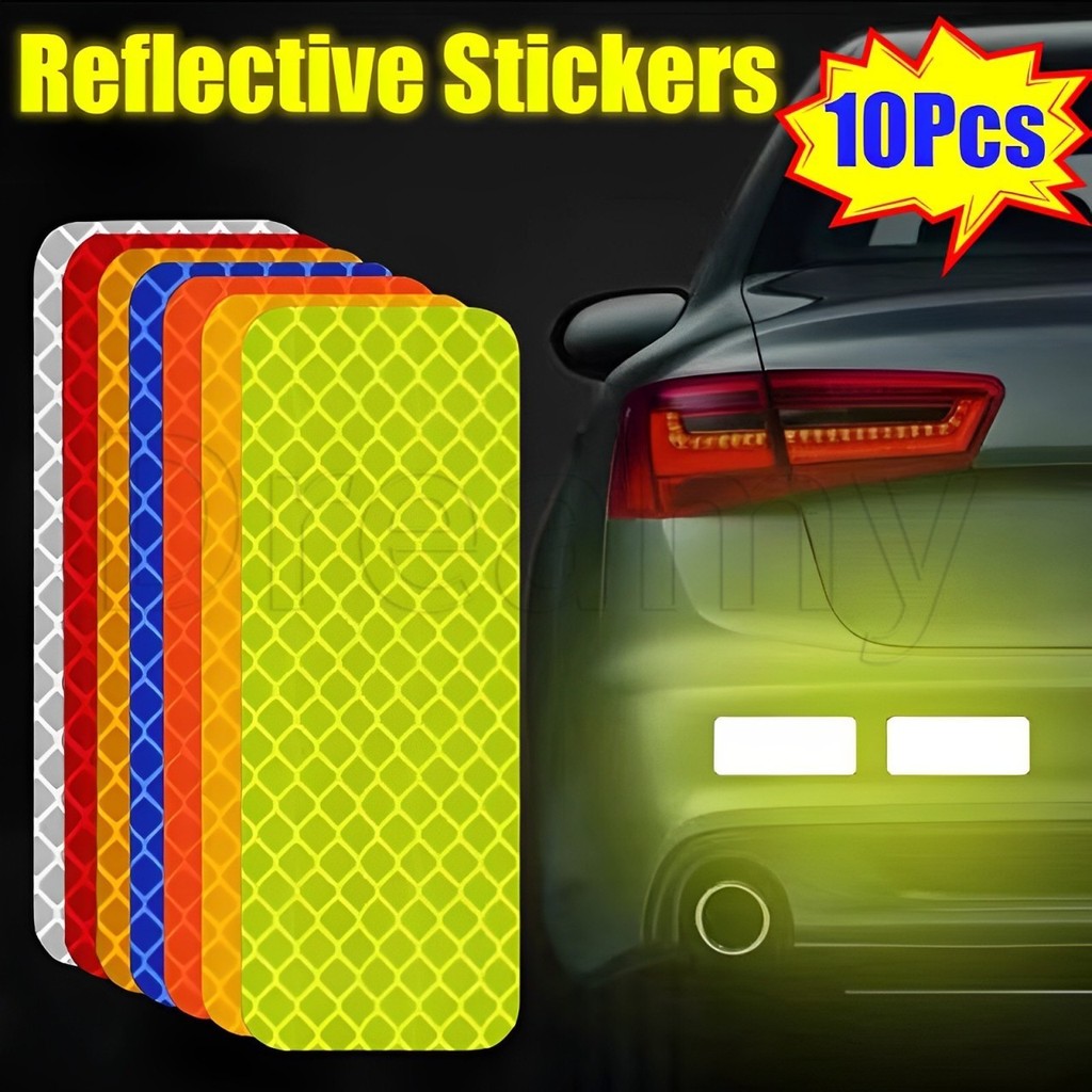 10Pcs Car Reflective Sticker - Auto Motorcycle Styling Decal - Night ...