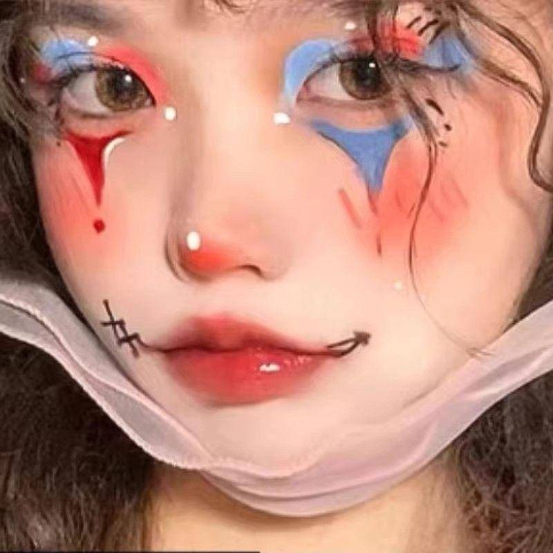 Temporary Tattoo Sticker Clown Grimace, Fake Makeup, Red Cheek, Tattoo ...