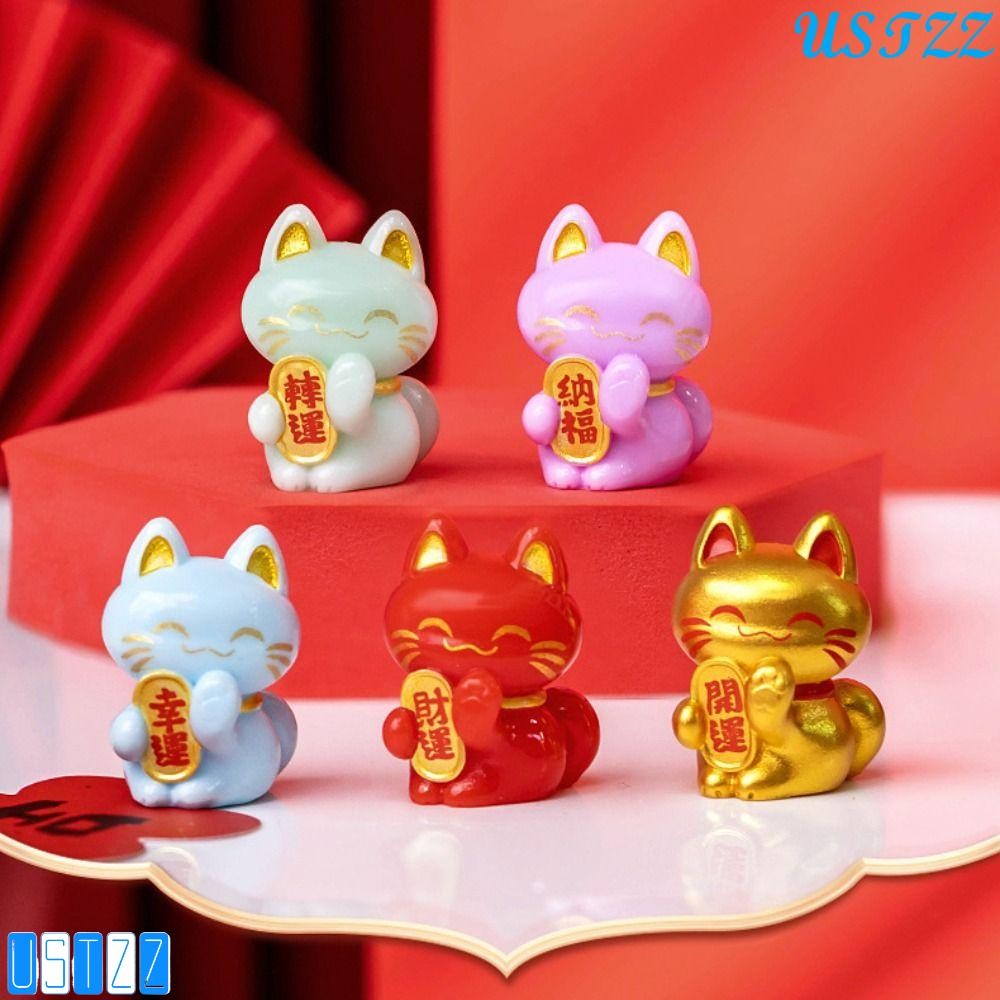 USTZZ Lucky Cat Statue, Cartoon Creative Lucky Cat Figurine, Home Decor ...