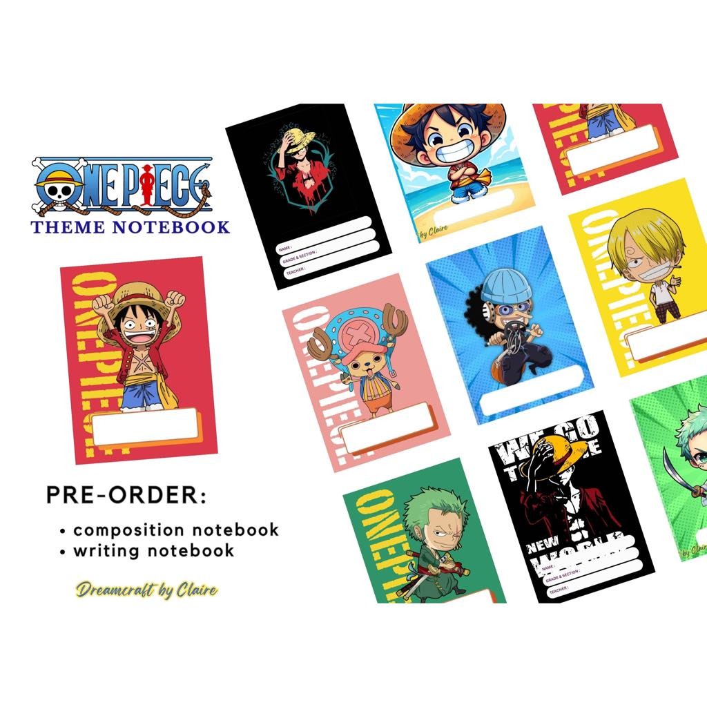 PREORDER ONEPIECE- Themed Notebooks for Kinder, Prep, Nursery, Grade1 ...