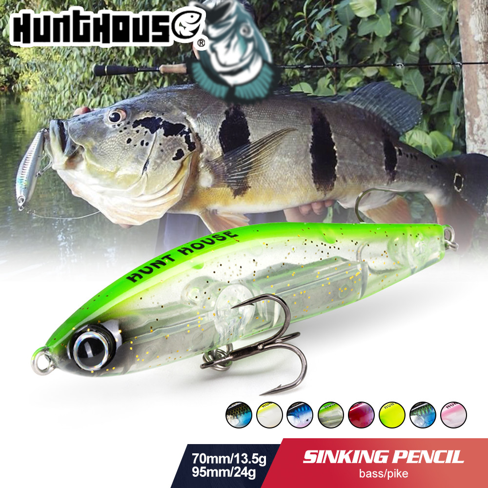 Hunthouse Sinking Pencil Fishing Lure 70mm/13.5g 95mm/24g Honey Trap ...