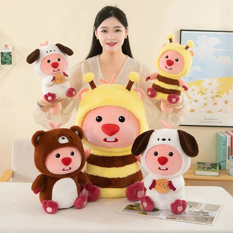 60cm Kawaii Pororo Little Beaver Loopy Plush Toys Cute Bee Bear Dress ...