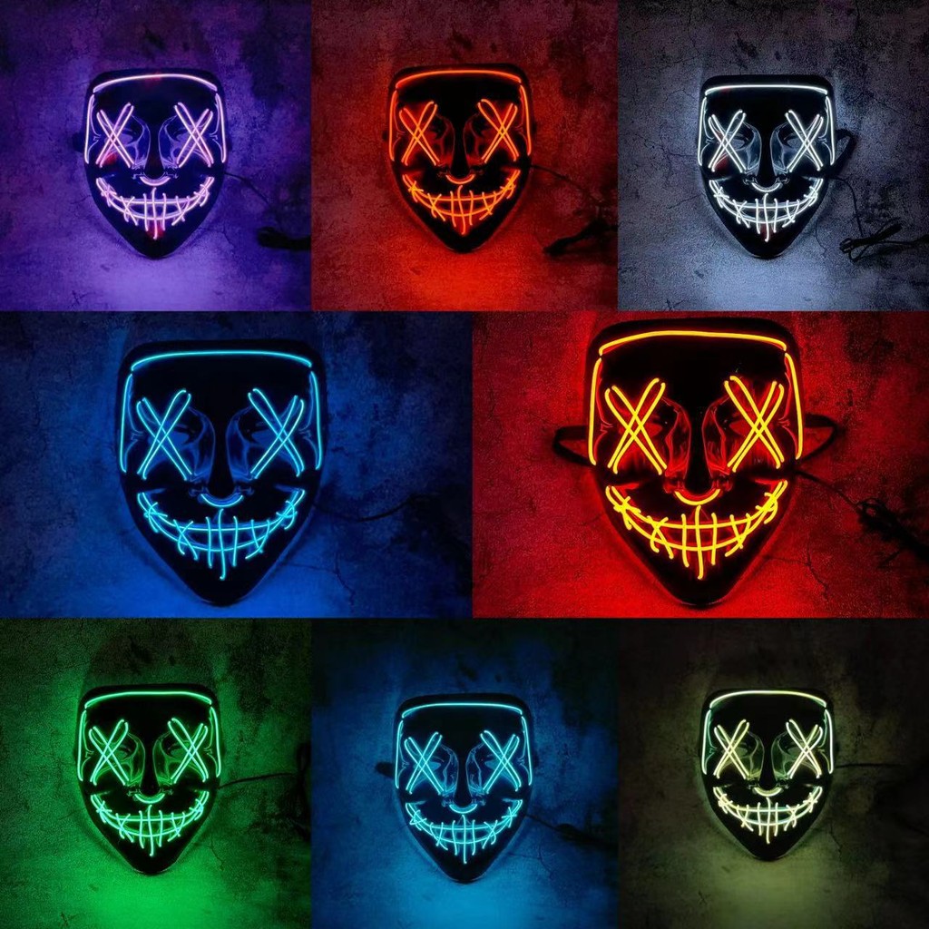 Halloween Cool Luminous Mask V-shaped with Blood Scary LED Cold Light ...