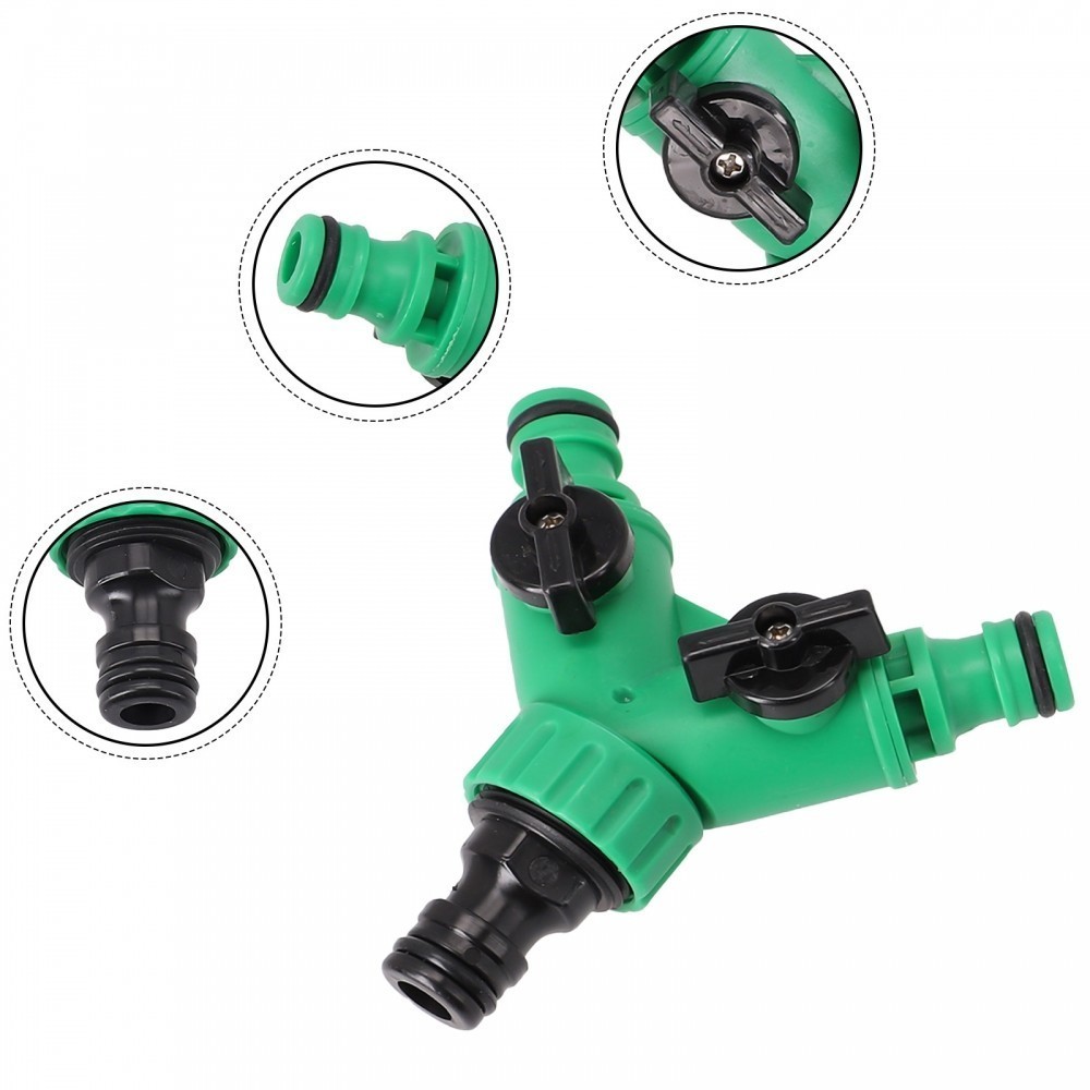 Water Quick Connector 2 Way Accessory Adapter Elements Hose Plastic Y ...