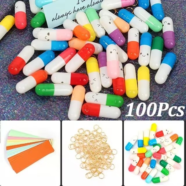 100pcs Message Capsules with Roll Paper - Smile Blank Notes Wish Bottle ...
