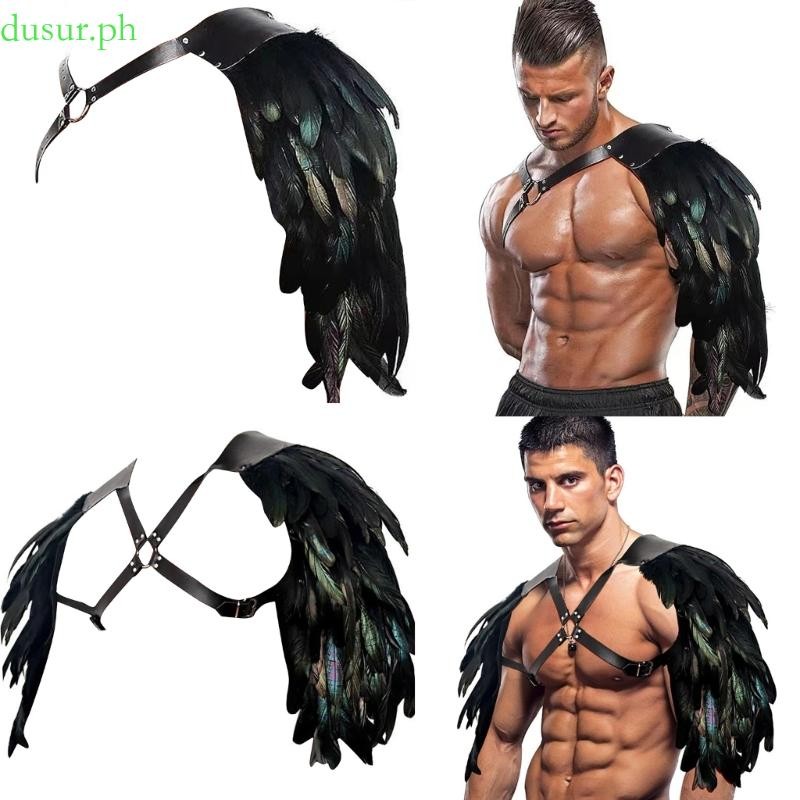 dusur Shoulder Armour Double Shoulder Guard Harness Medieval Feather ...