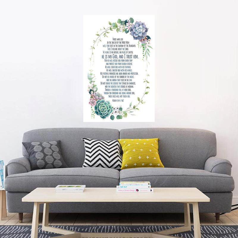Psalm 91 Succulent Religious Wall Decor Psalms Bible Verse Wall Art ...