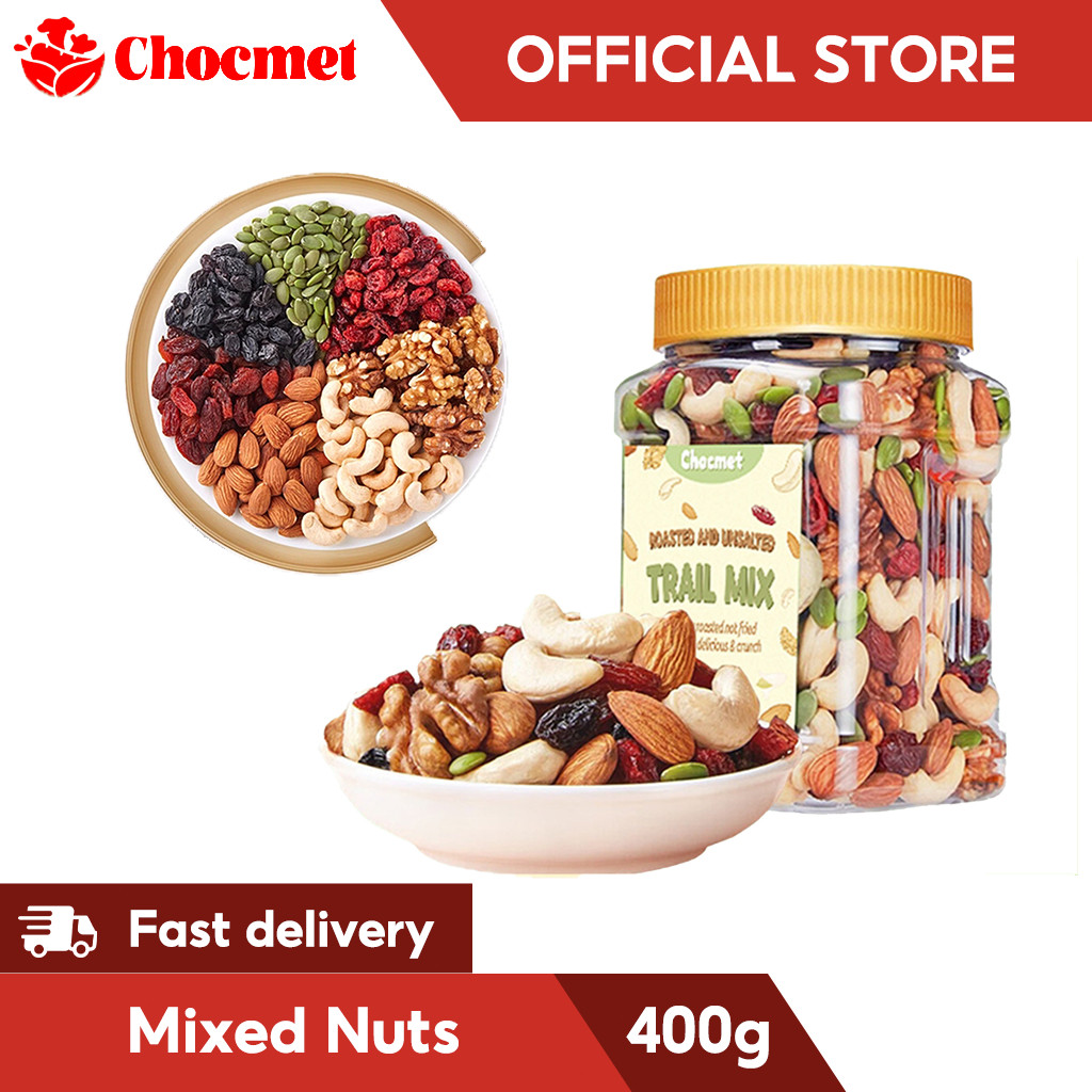 CHOCMET Daily Nuts 400g Snacks Mixed Nuts in Jar Healthy Snacks ...