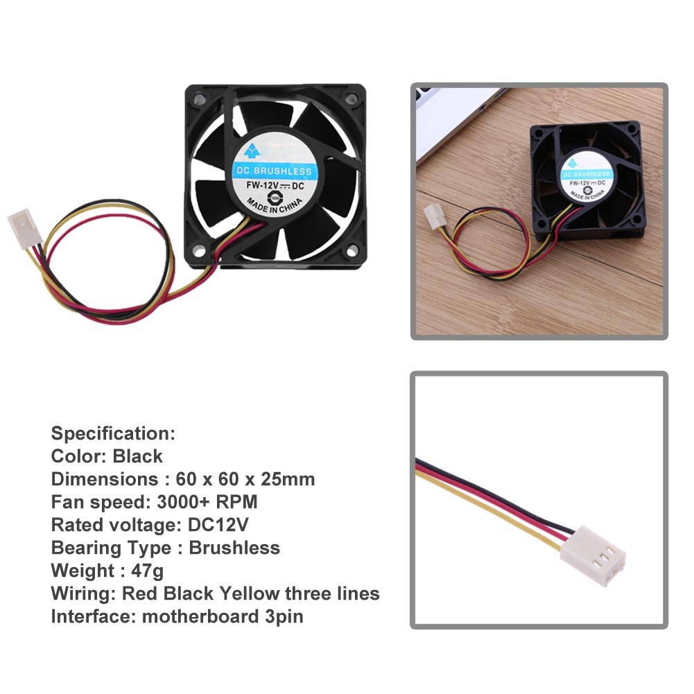 [Didays.ph] DC Brushless Cooling Fan 12V 60x60x25mm 3 Pin CPU Computer ...