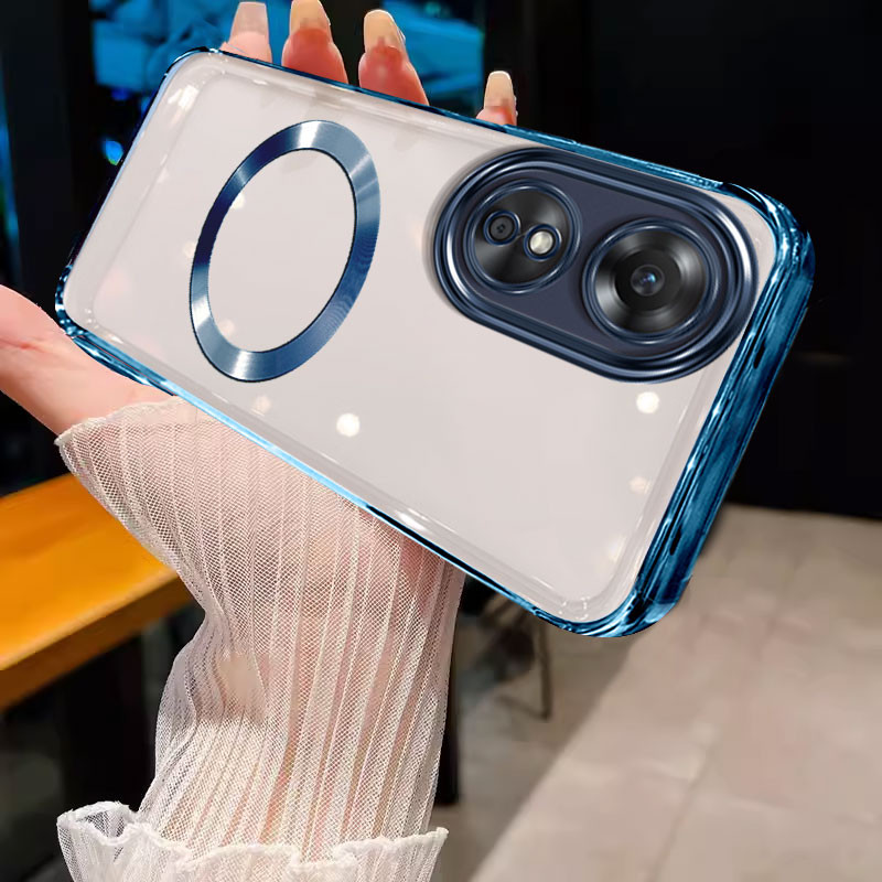 Casing OPPO A17 OPPO A17K Phone case Soft gold border transparent ...