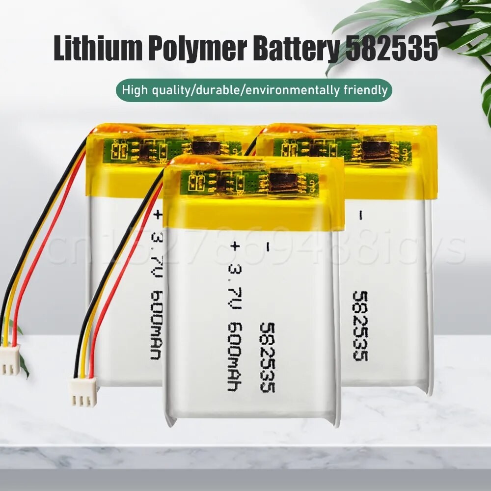 3.7V 600mAh Lithium Polymer Battery 582535 602535 Rechargeable Battery ...