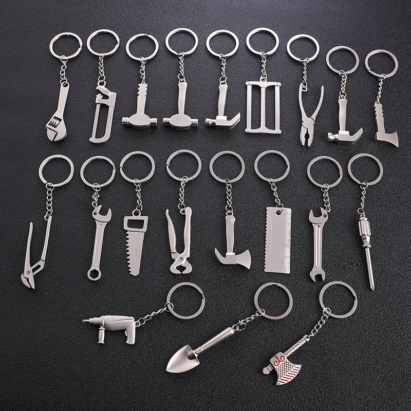 Mini 3D Wrench Keychain Metal Tool Hammer Shovel Pendant Unisex Car ...