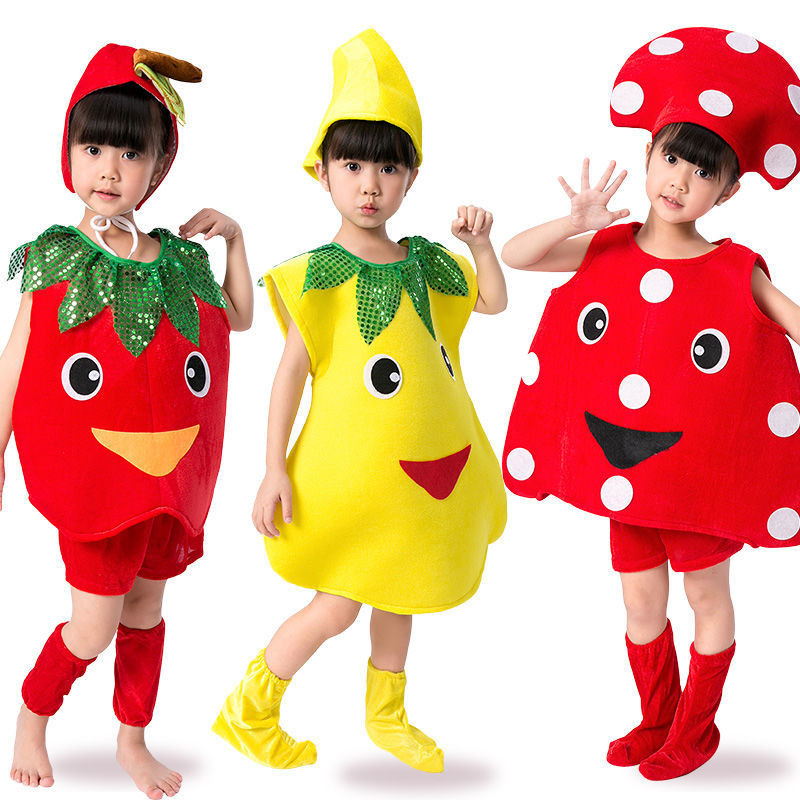 Kids Boys Girls Nutrition Month Costume Fruit Vegetable Costumes Set ...