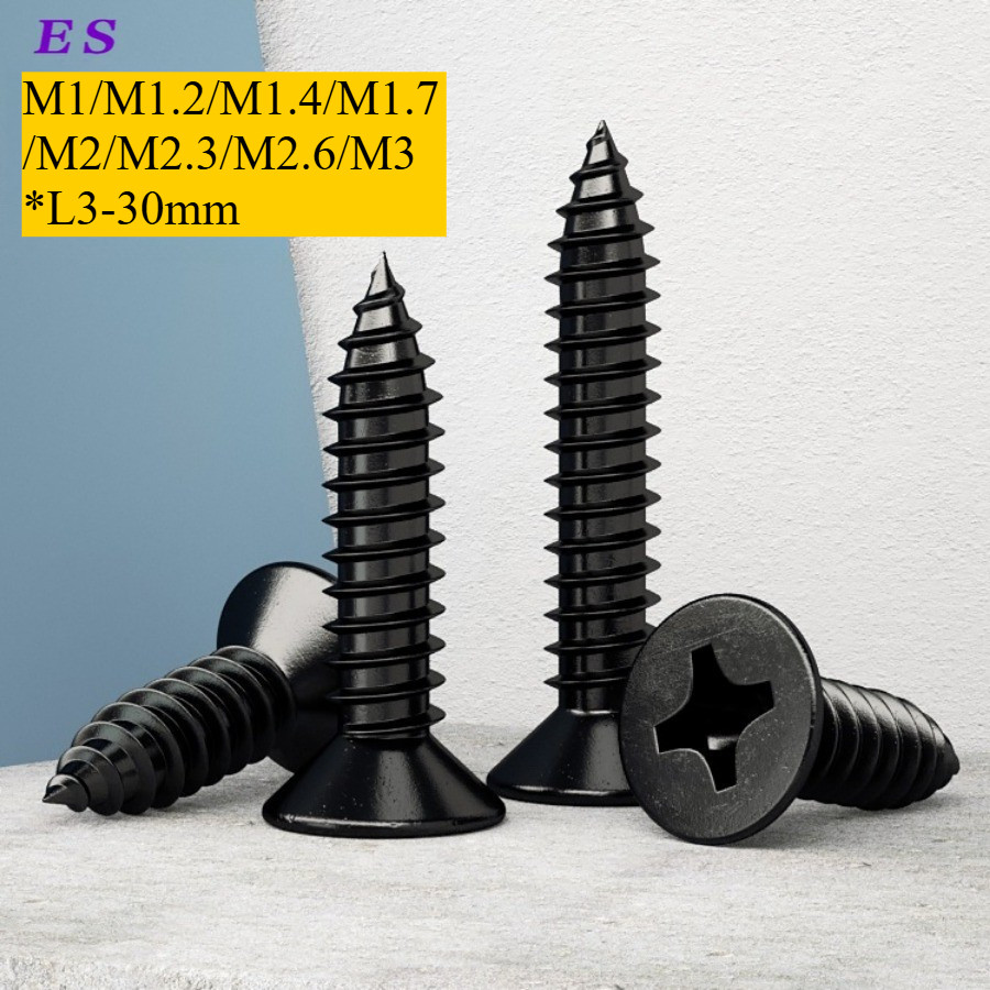 【ES-A2】((Black Carbon Steel) KA Phillips Countersunk Self-Tapping Wood Screw Phillips ...