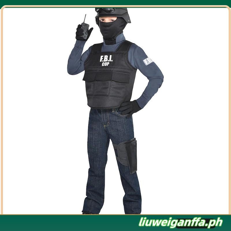 Halloween Kids Costume Cosplay FBI Agent Bulletproof Vest Outfits 5 ...