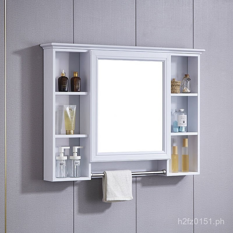 Light Bathroom Mirror Cabinet Storage Mirror Cabinet Wall-Mounted ...
