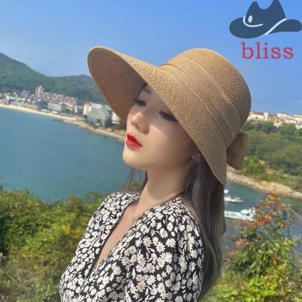 BLISS Straw Weaving Beach Hat, Portable Hollow Out Big Brimmed Woven ...